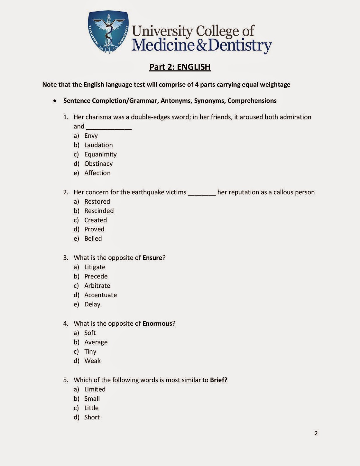 University Of Lahore Entry Test 2017 Sample Paper Online Preparation