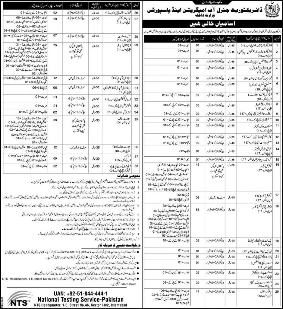 Directorate General of Immigration And Passports Jobs 2015 NTS ...