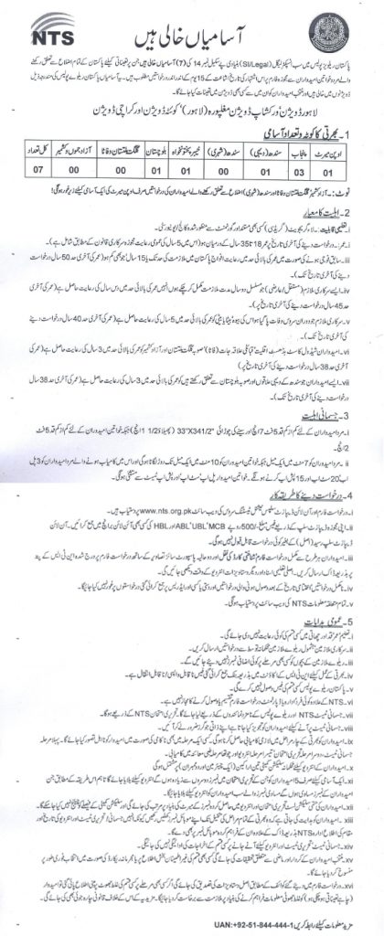 Sub Inspector Jobs In Pakistan Railway Police 2016 NTS Application Form ...