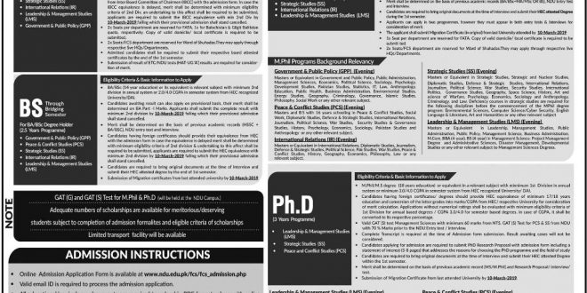 National Defence University Admission 2020 Spring Eligibility Criteria ...