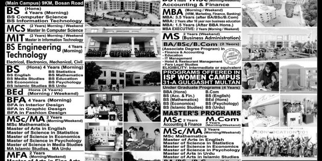 Institute Of Southern Punjab ISP Multan Admissions 2018 Apply Online