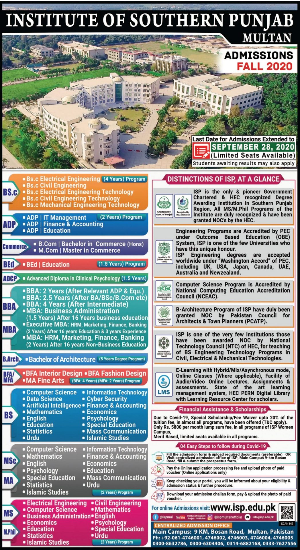 Institute Of Southern Punjab Admission 2020 ISP Multan