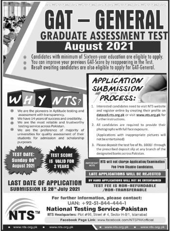 NTS GAT General 8th August Test Result 2025 Answer Keys