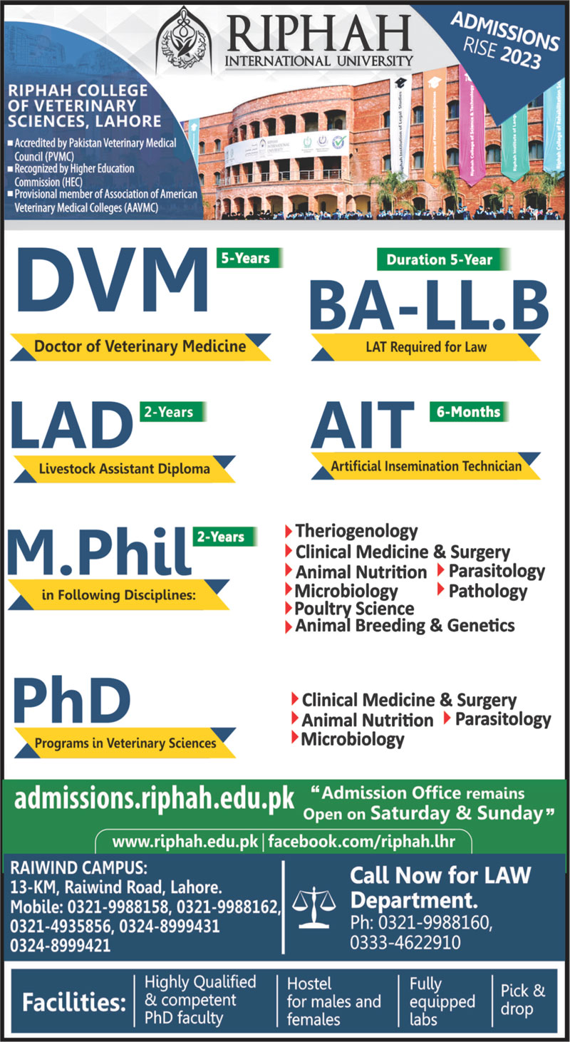 Riphah International University Lahore Admissions 2025